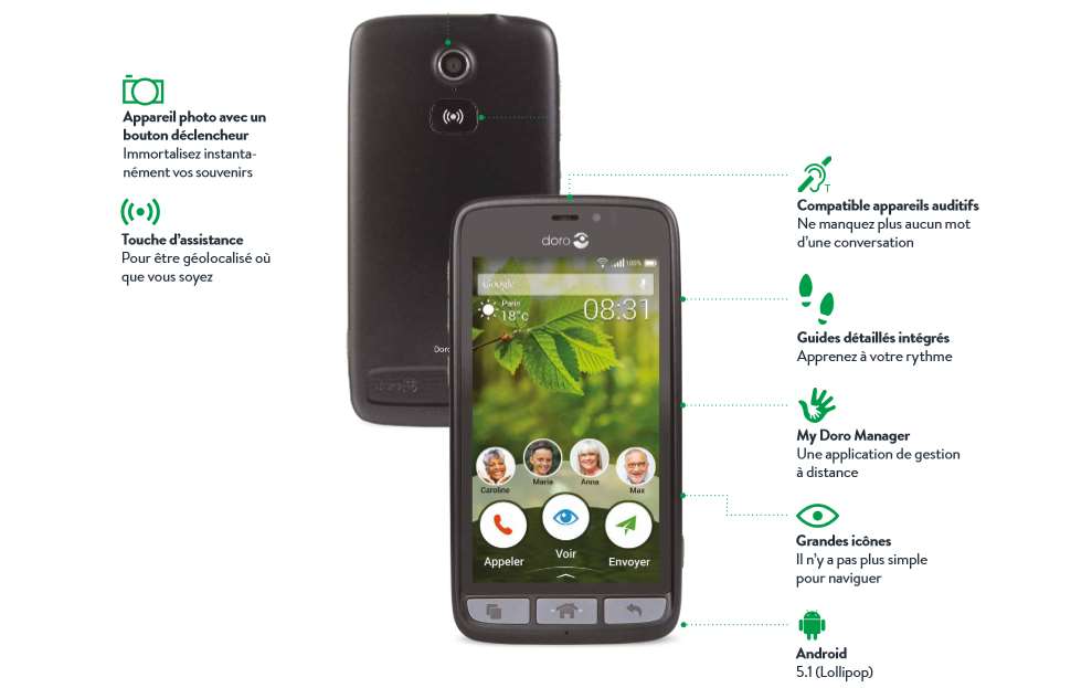 Doro 8031, un smartphone simplifié et robuste.