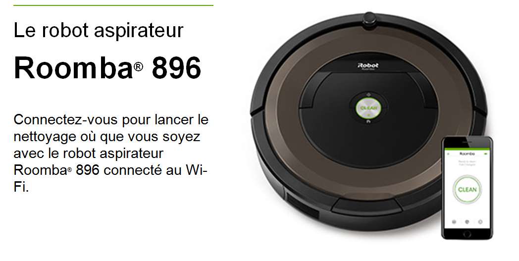 Roomba 896, le nouveau robot connecté de la marque.